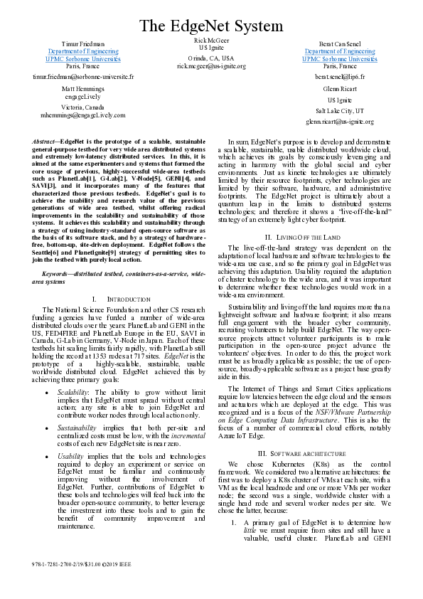 (PDF) The EdgeNet System | Rick McGeer - Academia.edu