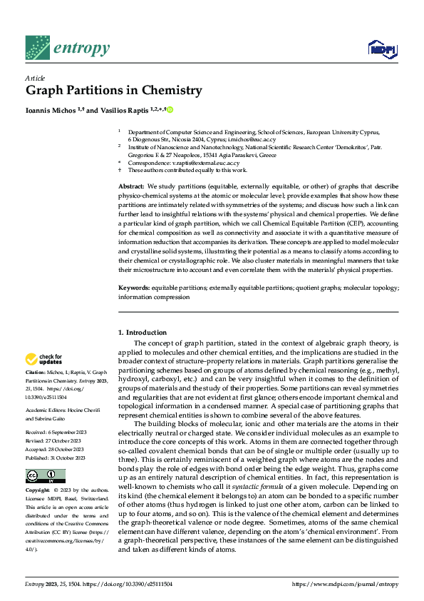 (PDF) Graph Partitions in Chemistry