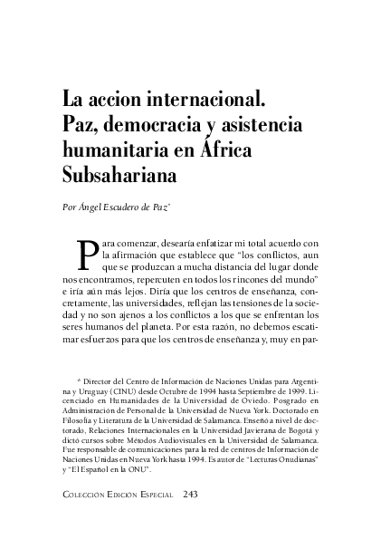 (PDF) La acción internacional. Paz, democracia y asistencia humanitaria ...