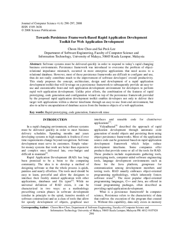 (PDF) Towards Persistence Framework-Based Rapid Application Development Toolkit for Web ...
