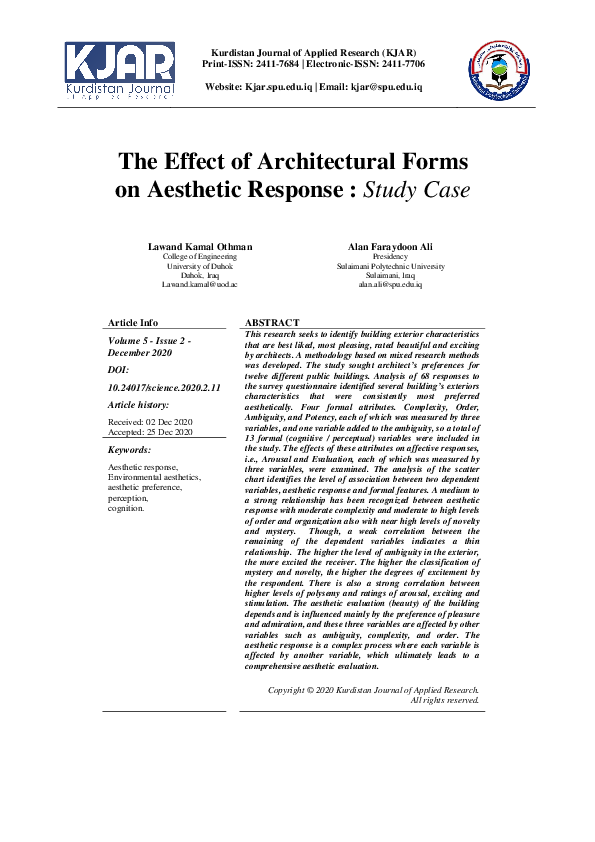 (PDF) The Effect of Architectural Forms on Aesthetic Response : Study Case