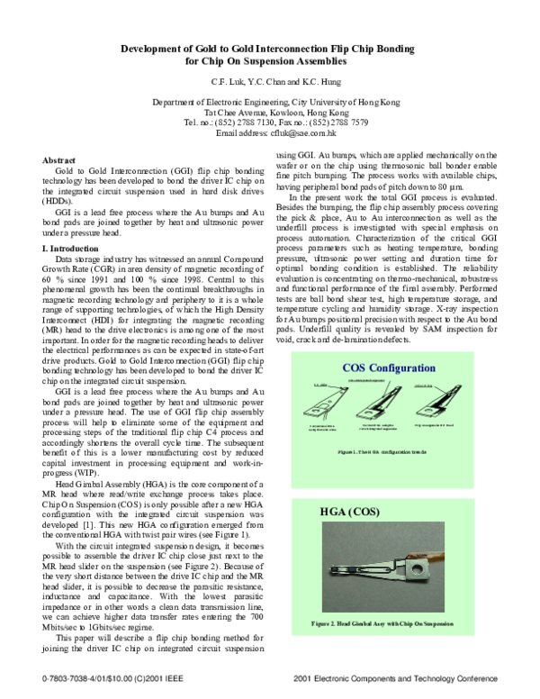 (PDF) Development of gold to gold interconnection flip chip bonding for ...