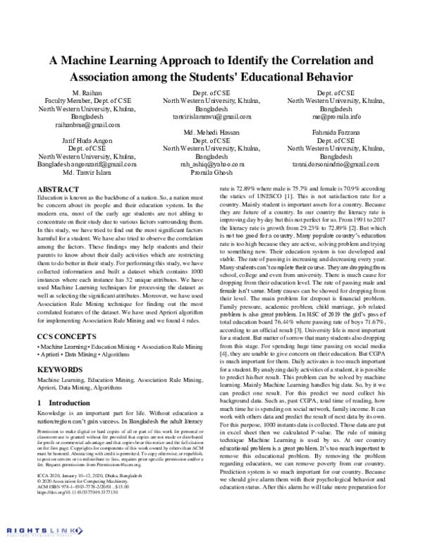 (PDF) A Machine Learning Approach to Identify the Correlation and ...