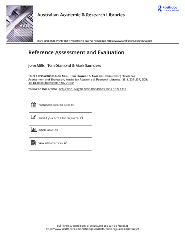 (PDF) Reference Assessment and Evaluation