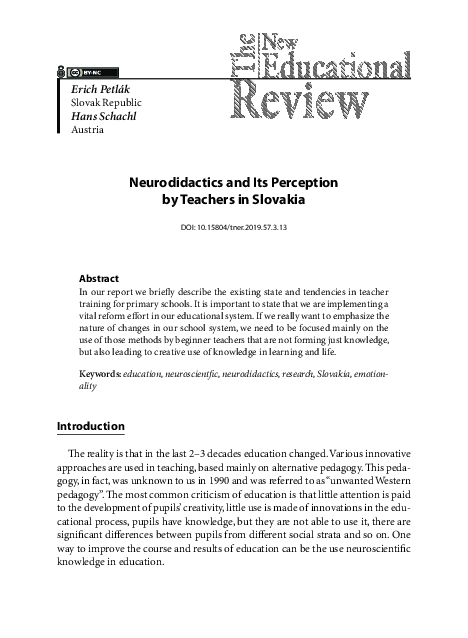 (PDF) Neurodidactics and Its Perception by Teachers in Slovakia