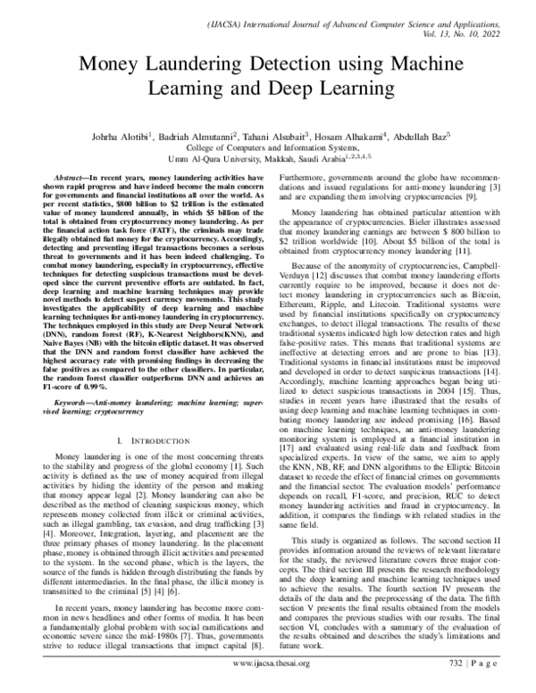 (PDF) Money Laundering Detection using Machine Learning and Deep Learning