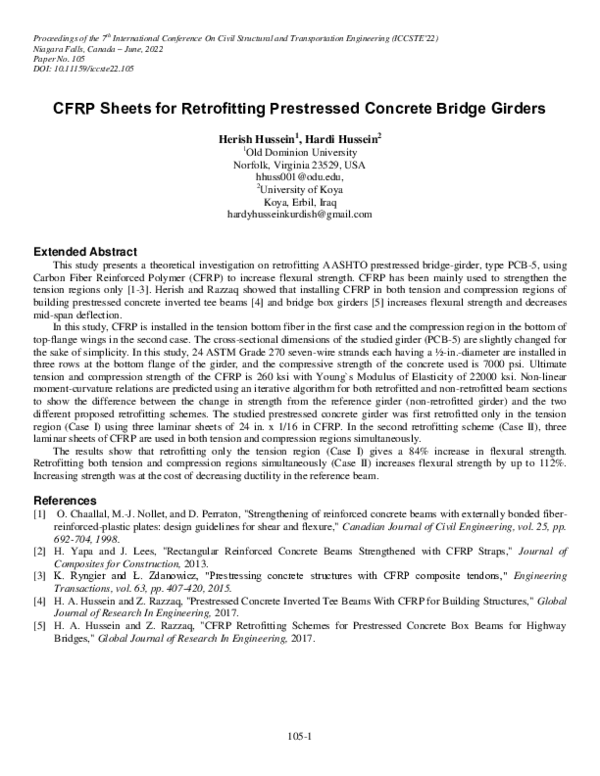 (PDF) CFRP Sheets for Retrofitting Prestressed Concrete Bridge Girders