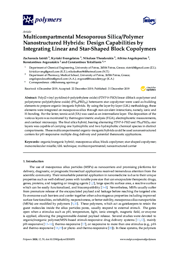 (PDF) Multicompartmental Mesoporous Silica/Polymer Nanostructured Hybrids: Design Capabilities ...