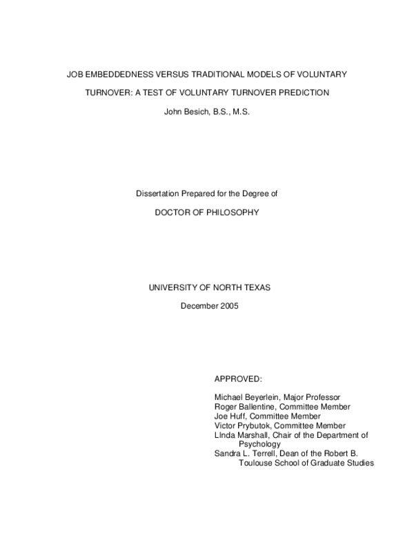 (PDF) Job embeddedness versus traditional models of voluntary turnover ...