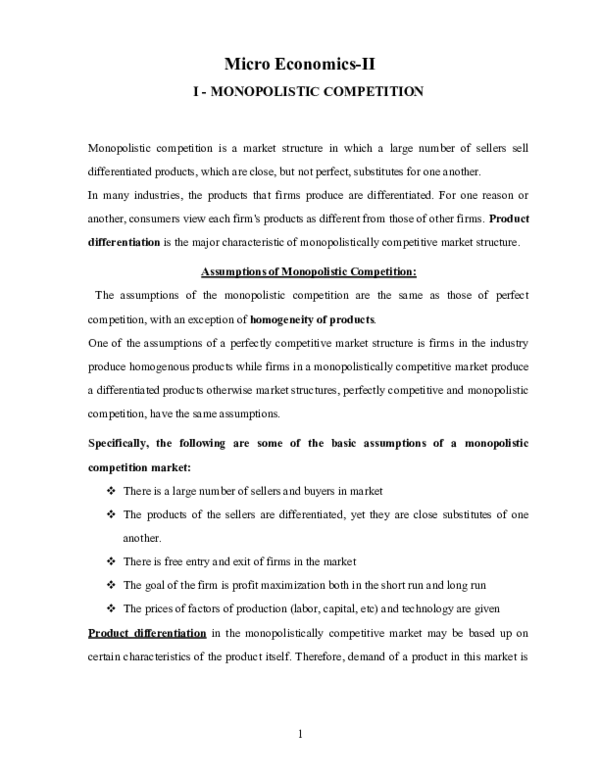 (DOC) Micro Economics-II