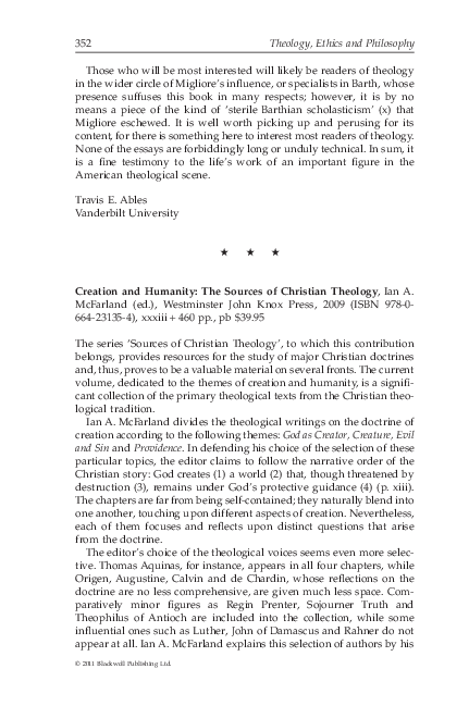 (PDF) Creation and Humanity: The Sources of Christian Theology - Edited ...