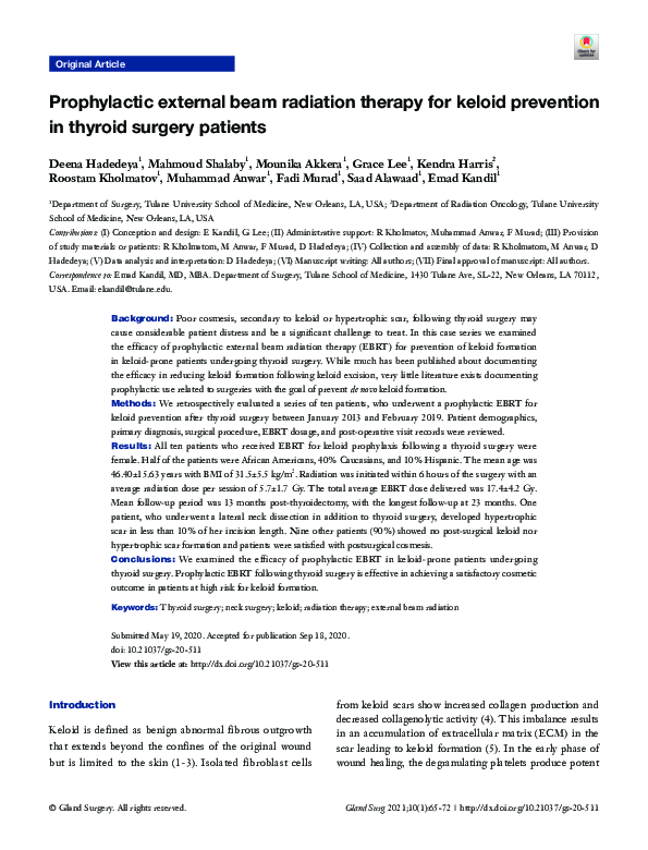 (PDF) Prophylactic external beam radiation therapy for keloid ...