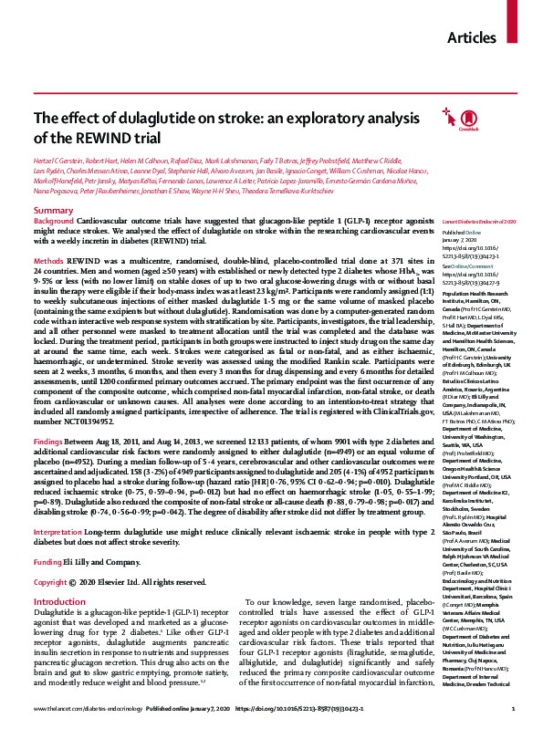 (PDF) The effect of dulaglutide on stroke: an exploratory analysis of ...