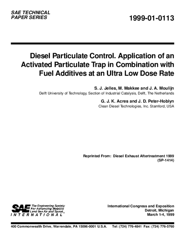 (PDF) Activated Trap and Additives for Diesel Control