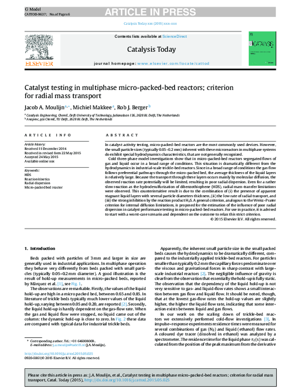 (PDF) Catalyst testing in multiphase micro-packed-bed reactors ...