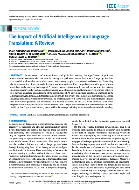(PDF) The Impact of Artificial Intelligence on Language Translation: A ...