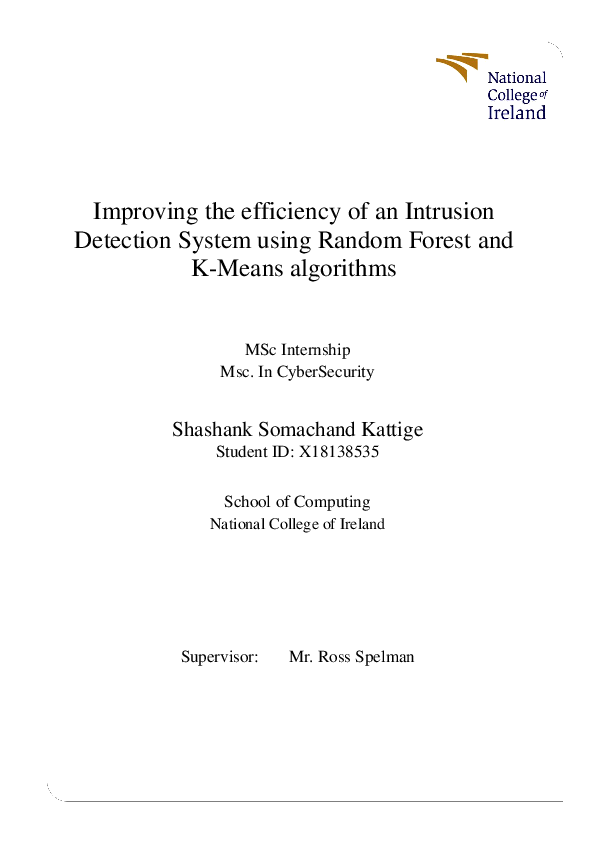 (PDF) Improving the efficiency of an Intrusion Detection System using Random Forest and K-Means ...