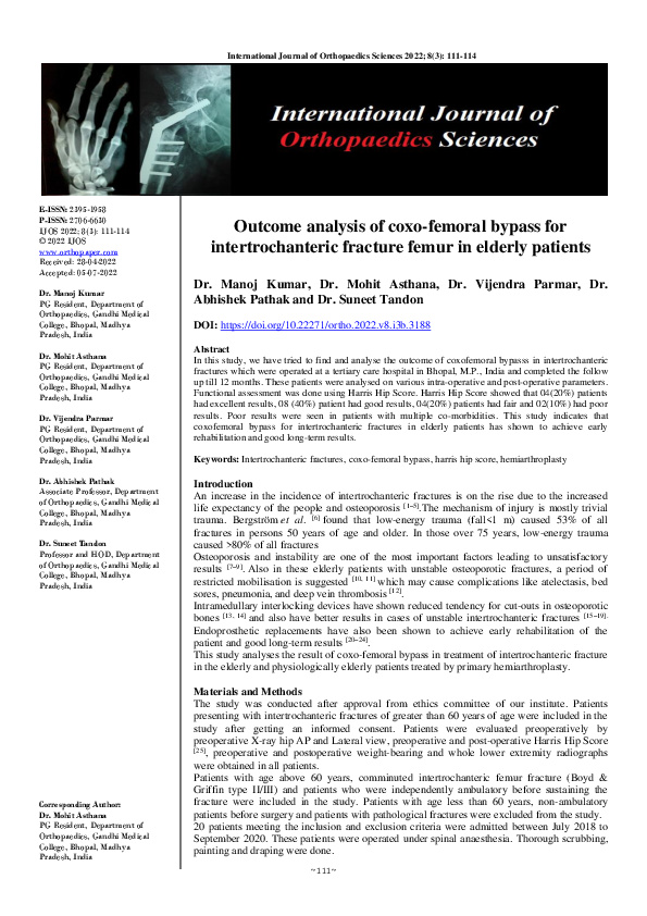 (PDF) Outcome analysis of coxo-femoral bypass for intertrochanteric ...