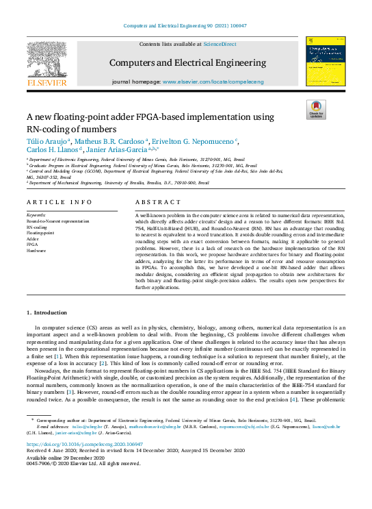 (PDF) A new floating-point adder FPGA-based implementation using RN-coding of numbers