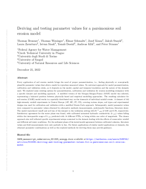 (PDF) Deriving and testing parameter values for a parsimonious soil ...