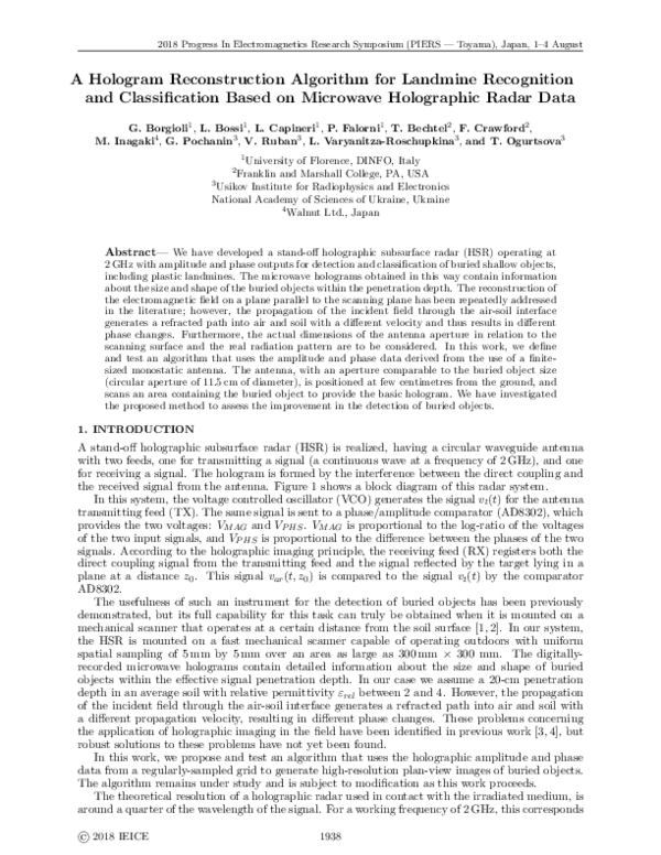 (PDF) A Hologram Reconstruction Algorithm for Landmine Recognition and ...