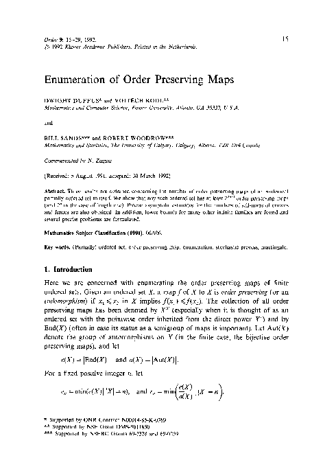(PDF) Enumeration of order preserving maps