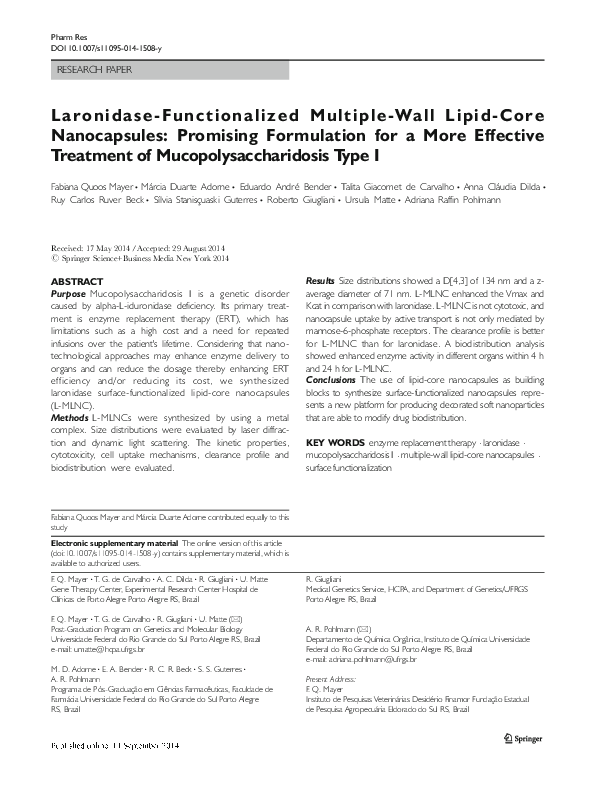 (PDF) Laronidase-Functionalized Multiple-Wall Lipid-Core Nanocapsules ...