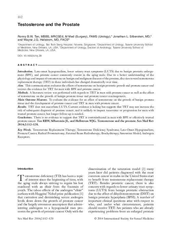 (PDF) Testosterone and the Prostate