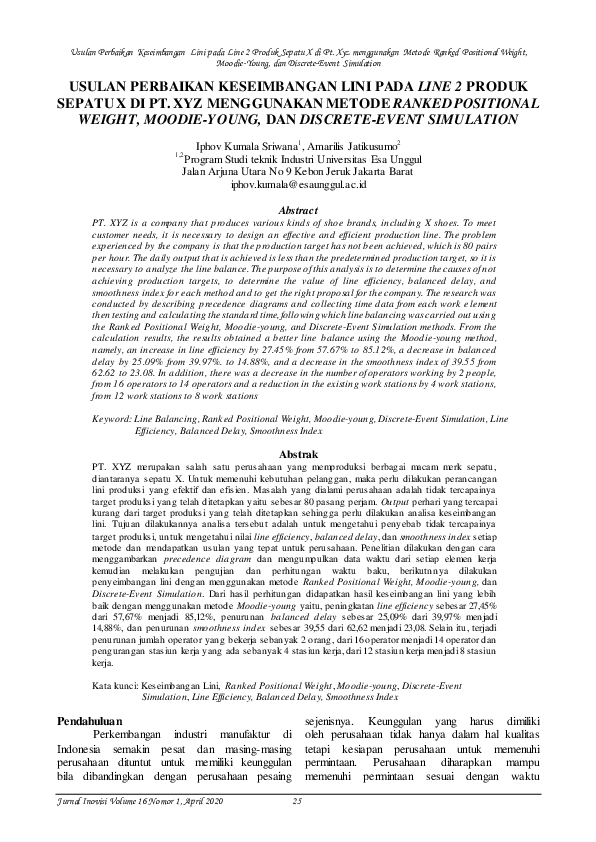 (PDF) Usulan Perbaikan Keseimbangan Lini Pada Line 2 Produk Sepatu X DI ...