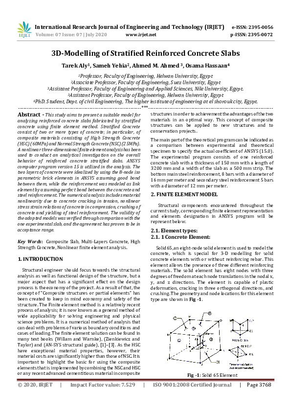 (PDF) 3D-Modelling of Stratified Reinforced Concrete Slabs