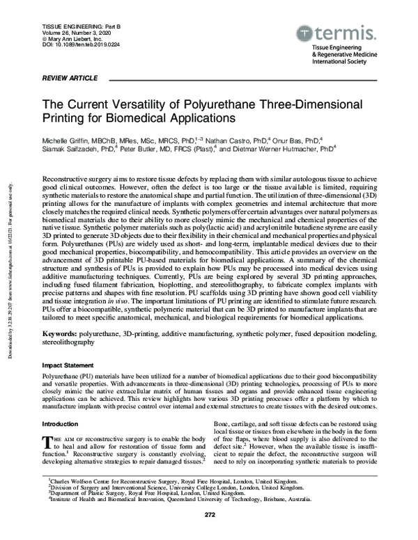 (PDF) The Current Versatility of Polyurethane Three-Dimensional ...
