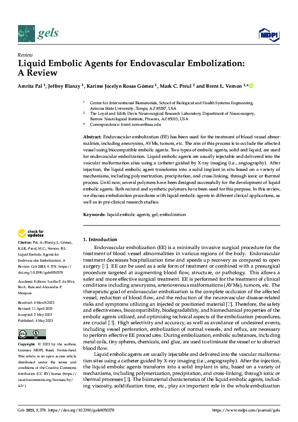 (PDF) Liquid Embolic Agents for Endovascular Embolization: A Review