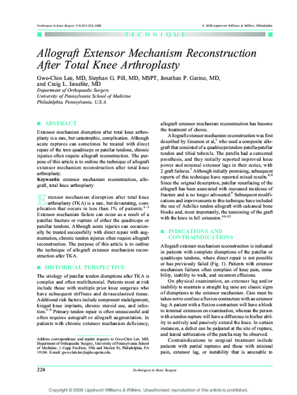 (PDF) Allograft Extensor Mechanism Reconstruction After Total Knee ...