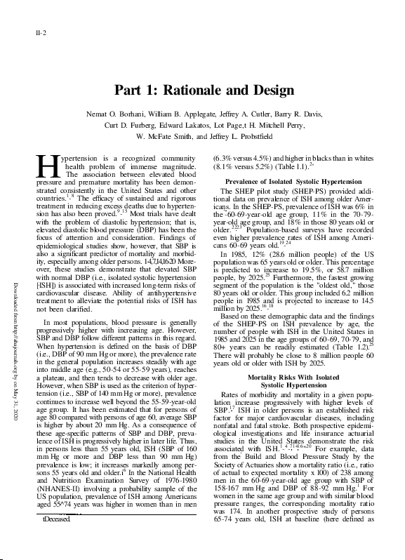 (PDF) Systolic Hypertension in the Elderly Program (SHEP). Part 1: Rationale and design ...