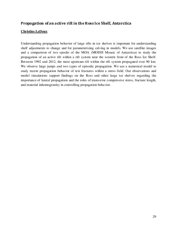 (PDF) Propagation of an active rift in the Ross Ice Shelf, Antarctica