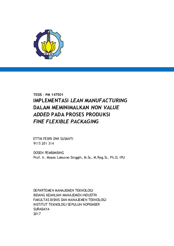 (PDF) Implementasi Lean Manufacturing Dalam Meminimalkan Non Value Added Pada Proses Produksi ...