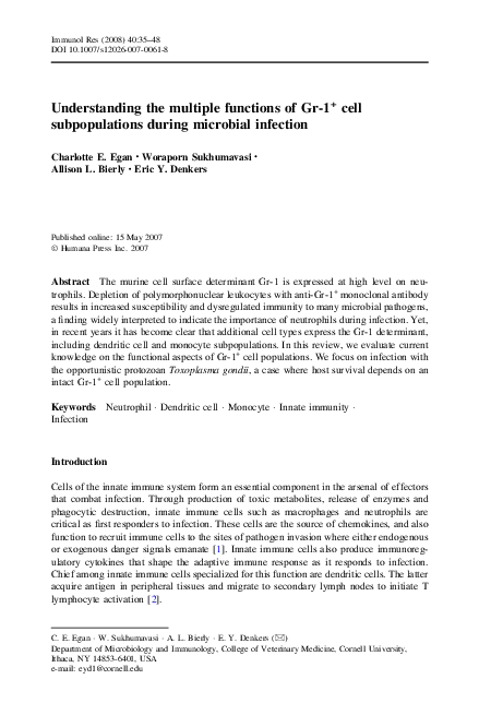 (PDF) Understanding the multiple functions of Gr-1+ cell subpopulations ...