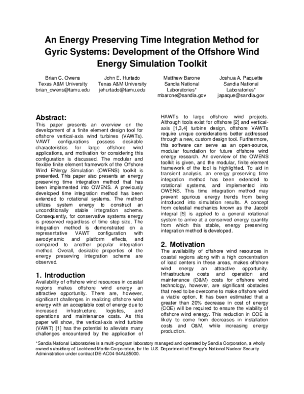 (PDF) An Energy Preserving Time Integration Method for Gyric Systems: Development of the Off ...