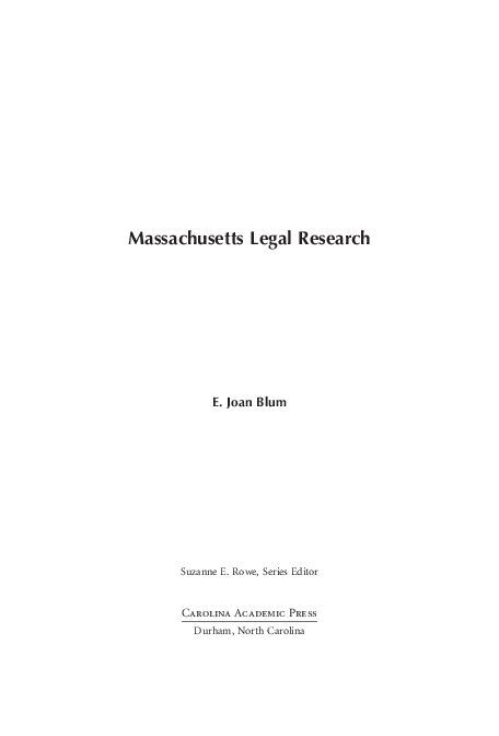 (PDF) Massachusetts Legal Research