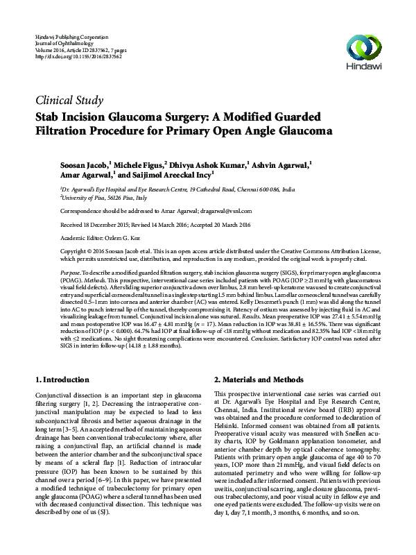 (PDF) Stab Incision Glaucoma Surgery: A Modified Guarded Filtration ...