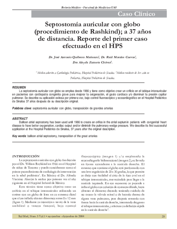 (PDF) Septostomía auricular con globo (procedimiento de Rashkind); a 37 ...