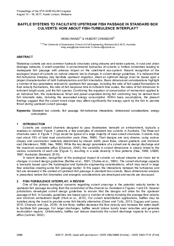 (PDF) BAFFLE SYSTEMS TO FACILITATE UPSTREAM FISH PASSAGE IN STANDARD ...