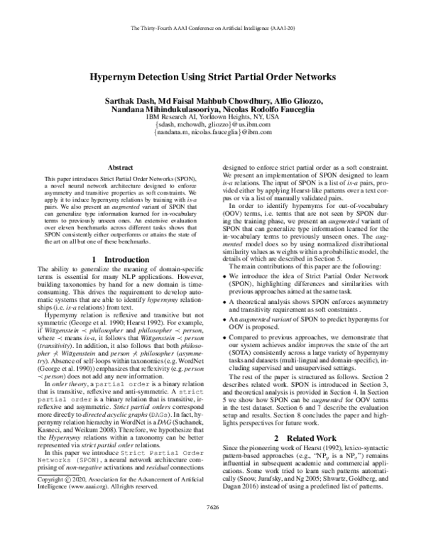 (PDF) Hypernym Detection Using Strict Partial Order Networks