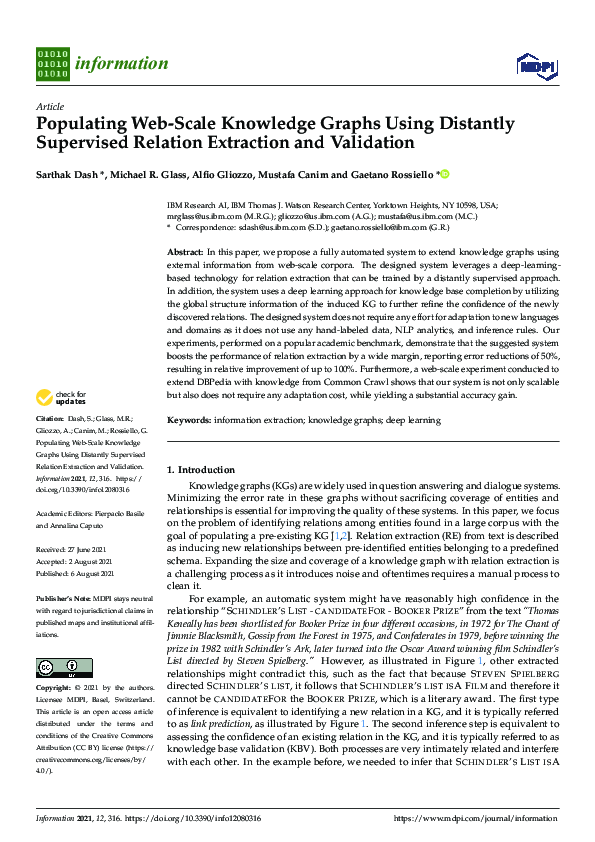 (PDF) Populating Web-Scale Knowledge Graphs Using Distantly Supervised ... (PDF) Populating Web-Scale Knowledge Graphs Using Distantly Supervised ...