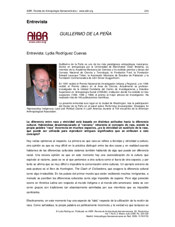 (PDF) Guillermo de la Peña | Lydia Xochitl Figueroa Rodriguez ...