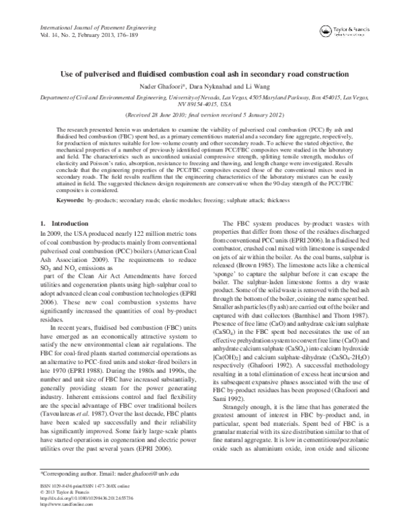(PDF) Use of pulverised and fluidised combustion coal ash in secondary ...