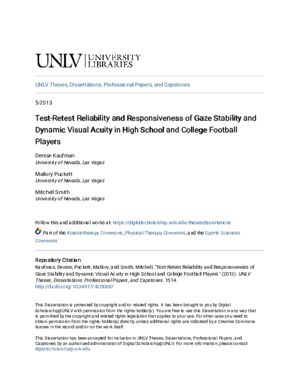 (PDF) Test–retest reliability and responsiveness of gaze stability and ...