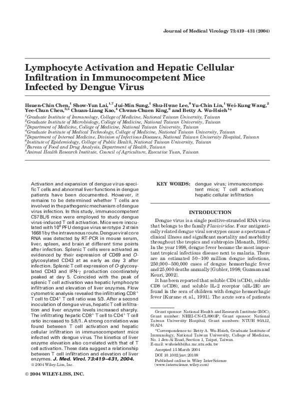 (PDF) Lymphocyte activation and hepatic cellular infiltration in ...