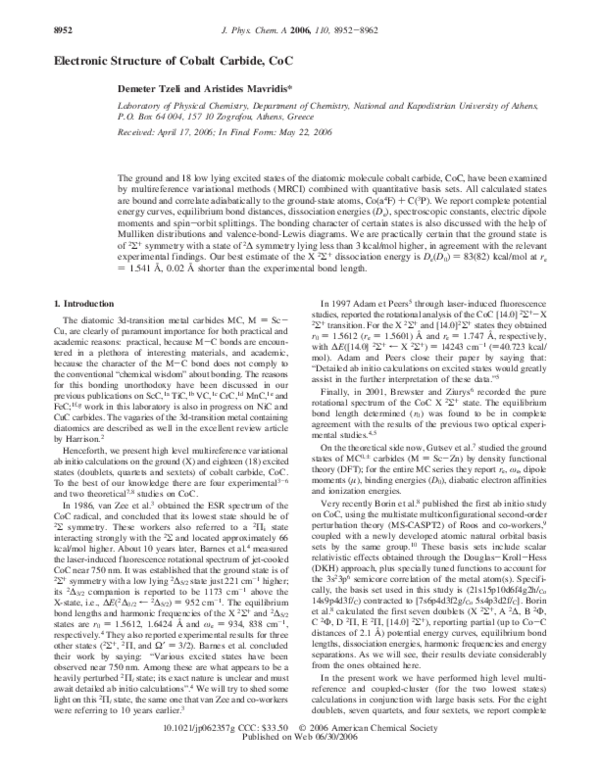 (PDF) Electronic Structure of Cobalt Carbide, CoC