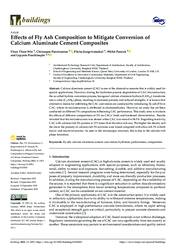 (PDF) Effects of Fly Ash Composition to Mitigate Conversion of Calcium ...